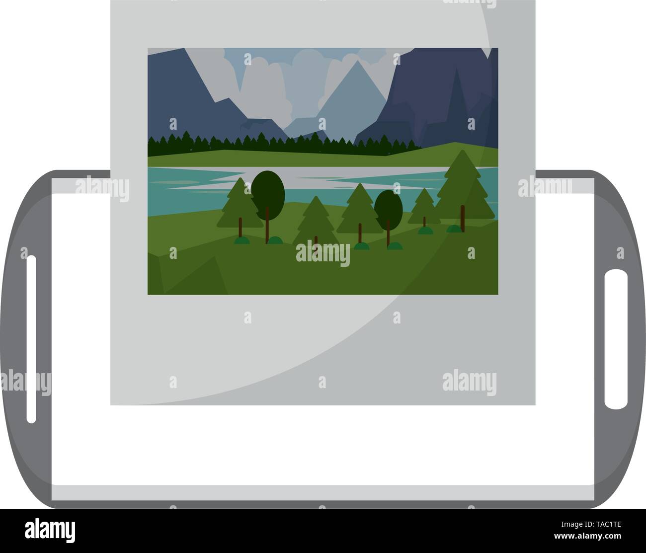 Smartphone with instant landscape photo Stock Vector Image & Art - Alamy