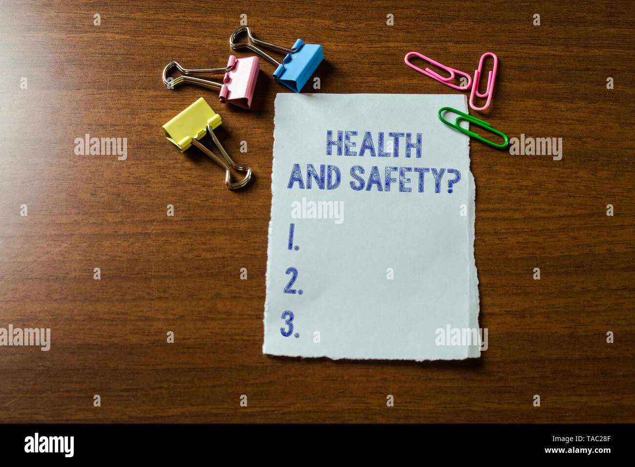 Handwriting text writing Health And Safety Question. Conceptual photo ...