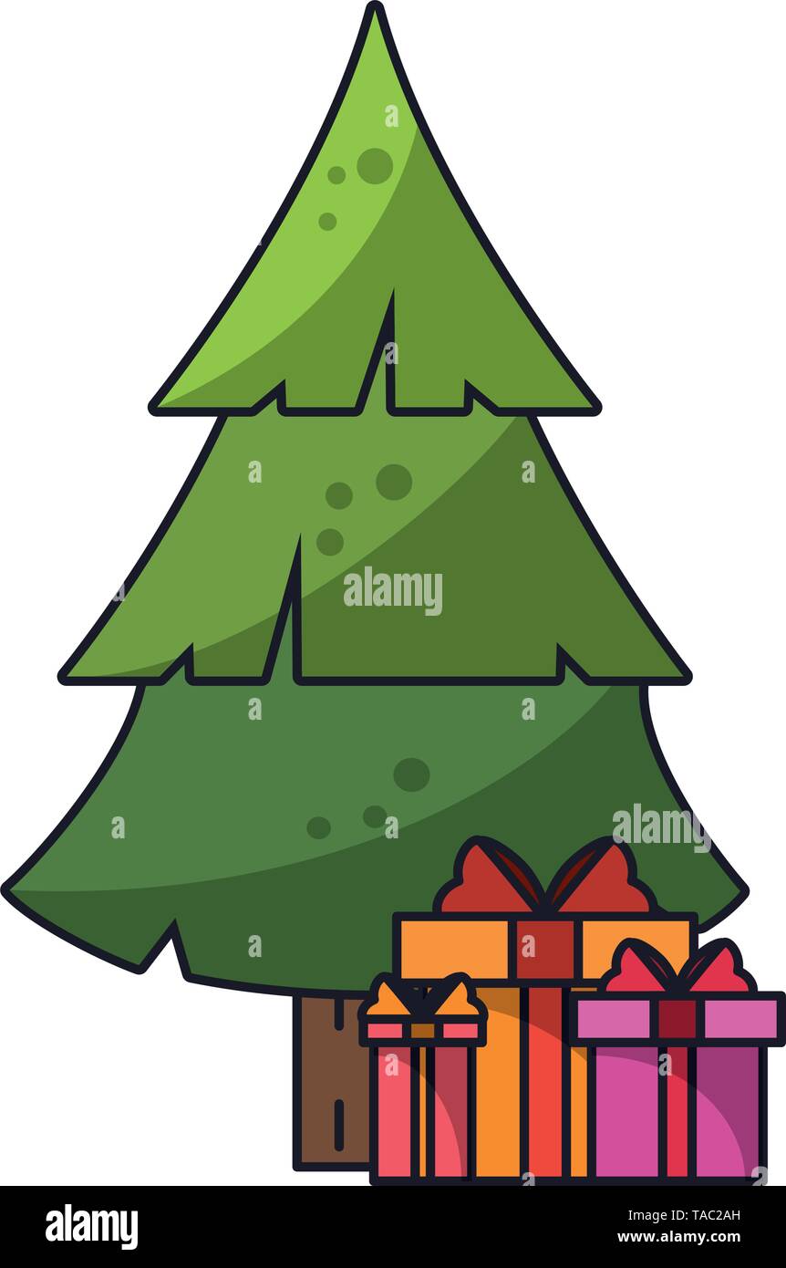 Christmas tree with gift boxes cartoon Stock Vector Image & Art - Alamy