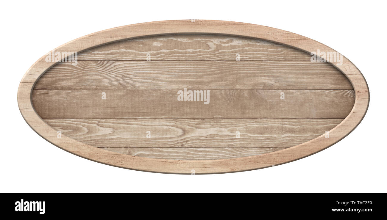 Oval board made of natural wood and with bright frame Stock Photo - Alamy