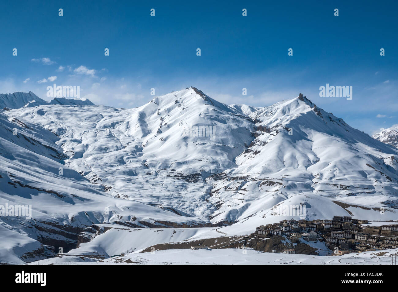 top view of Himalayan village in beautiful & lonely snow planet in ...