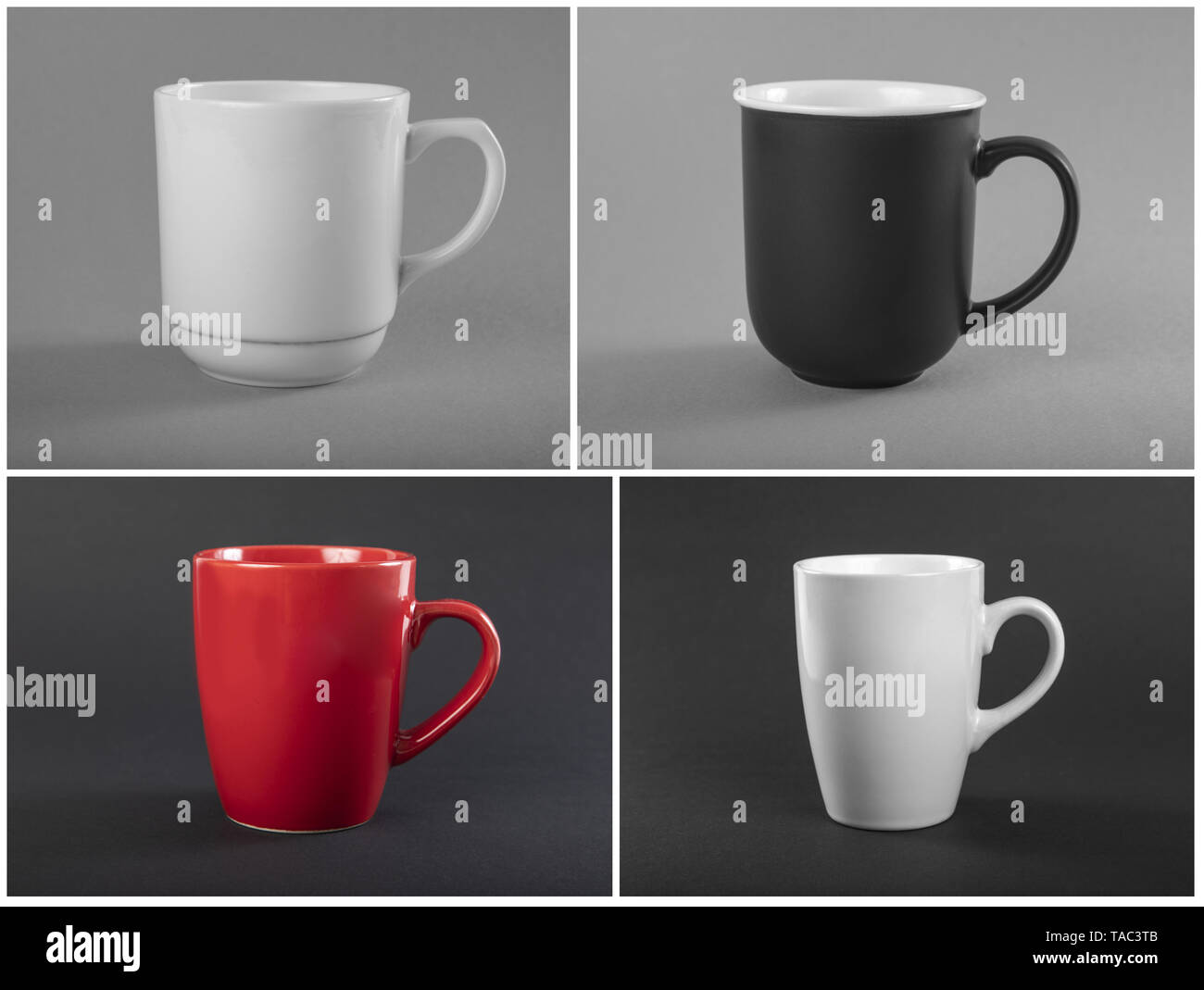 Set of multi colored cup and mug. Side view Stock Photo - Alamy