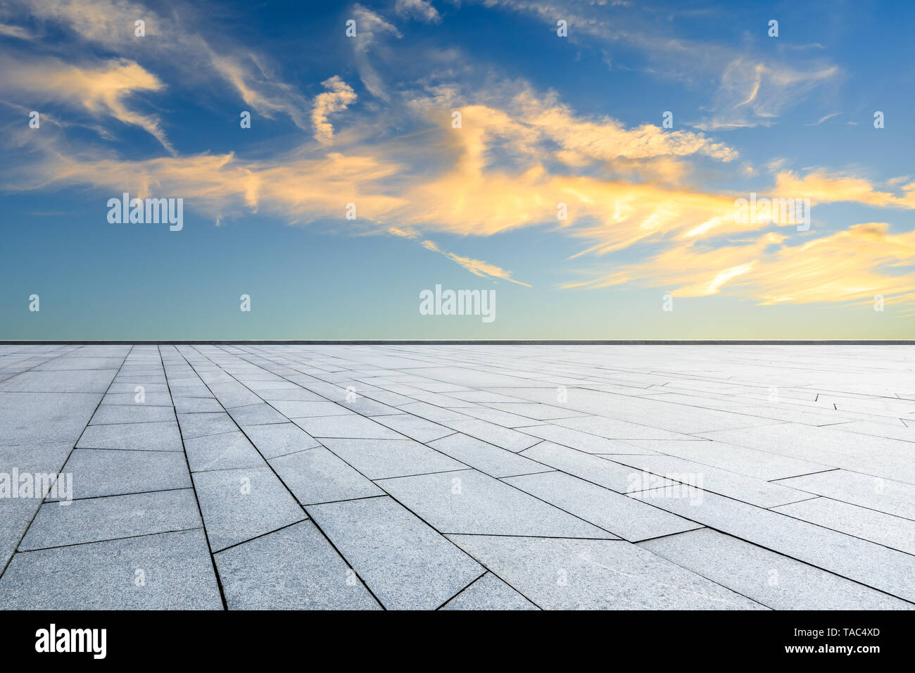 Empty square floor and beautiful sky at sunrise Stock Photo - Alamy