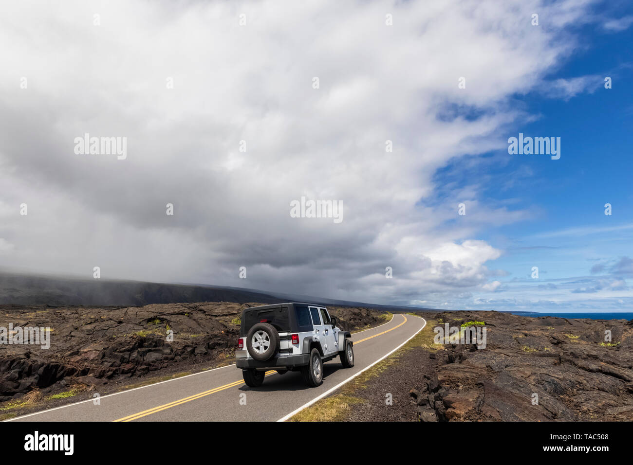 Off road vehicle on the chain of craters road hi-res stock photography ...