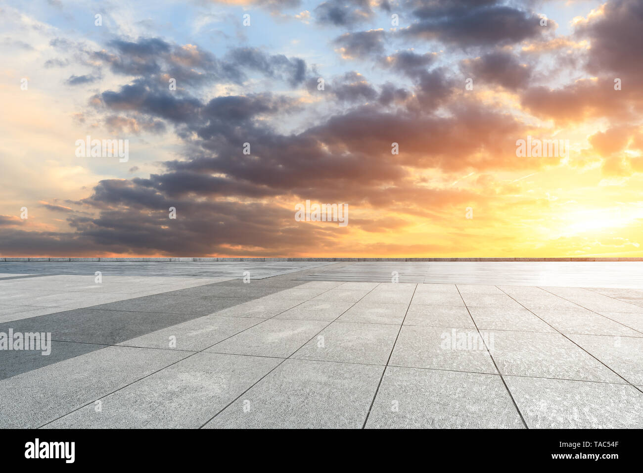 Empty square floor and beautiful sky at sunrise Stock Photo - Alamy