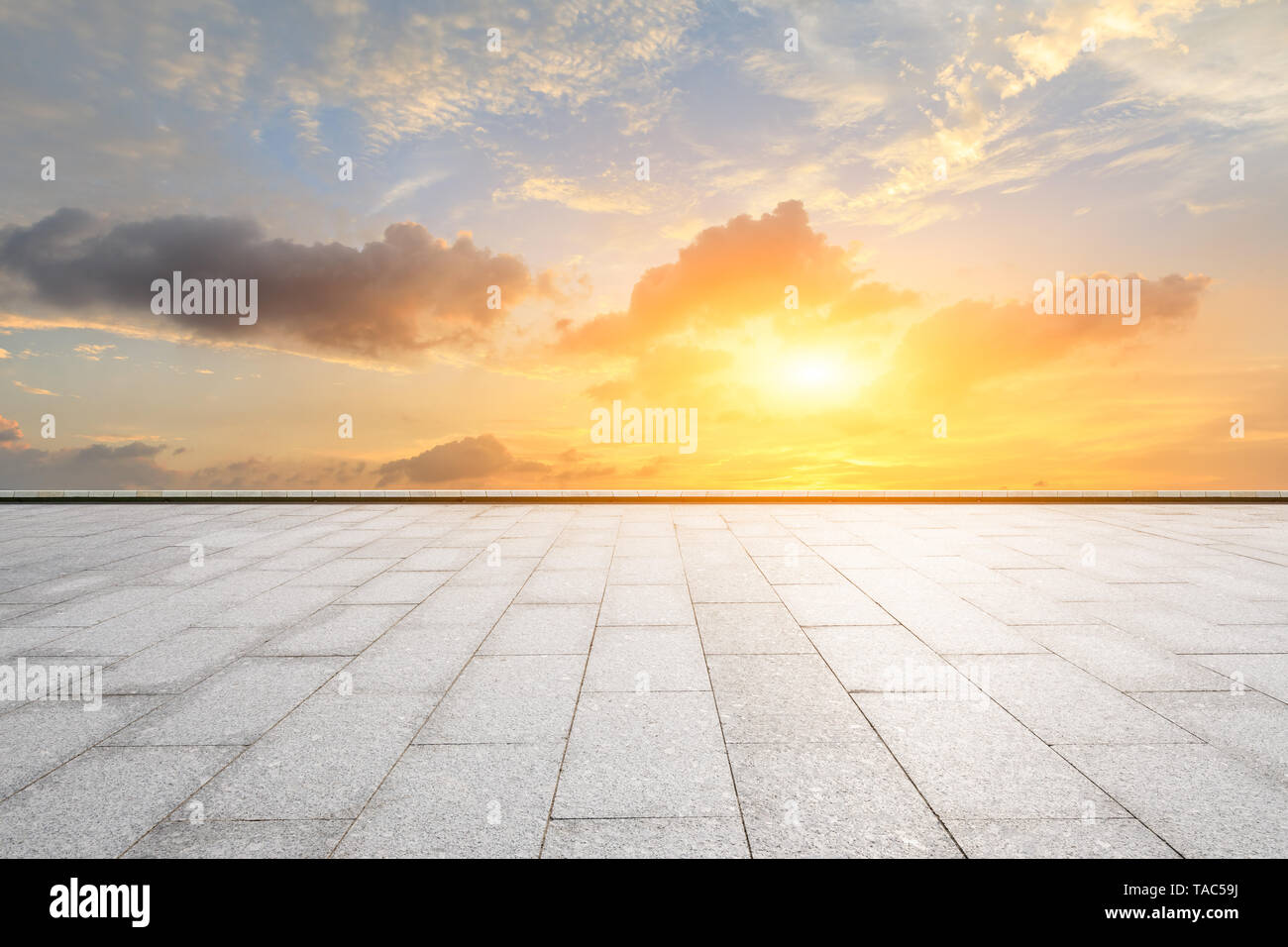 Empty square floor and beautiful sky at sunrise Stock Photo - Alamy