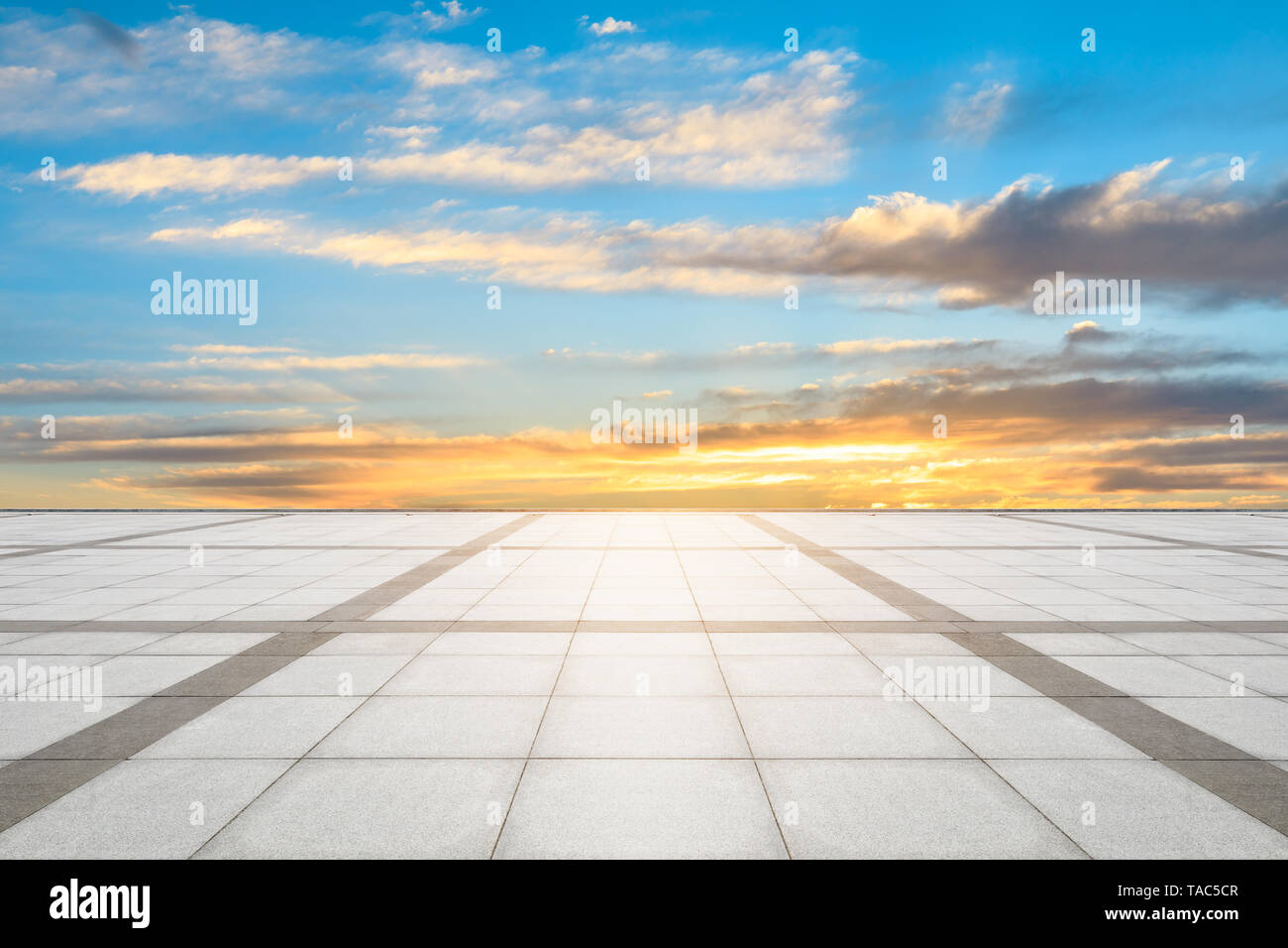Empty square floor and beautiful sky at sunrise Stock Photo - Alamy