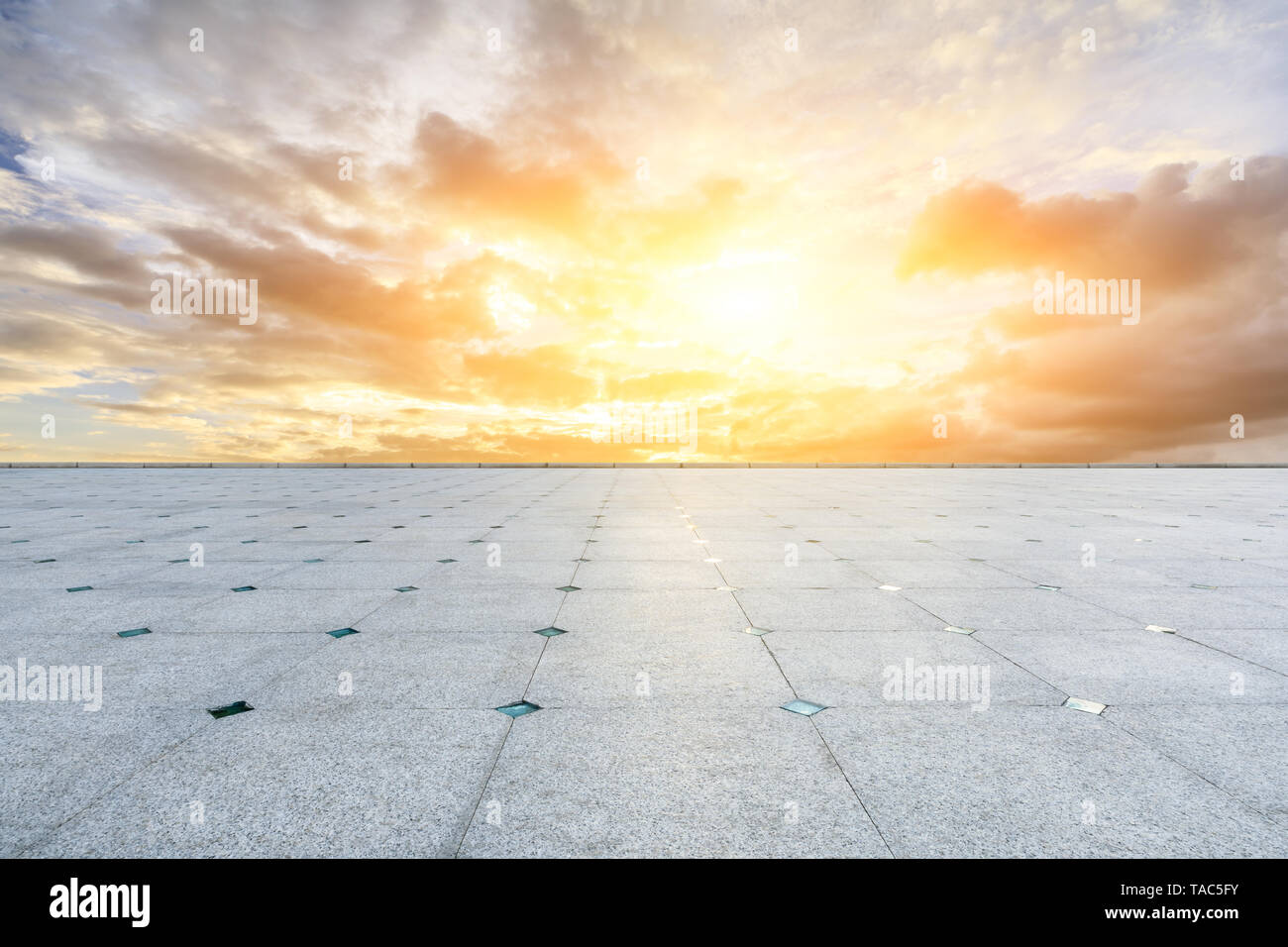 Empty square floor and beautiful sky at sunrise Stock Photo - Alamy
