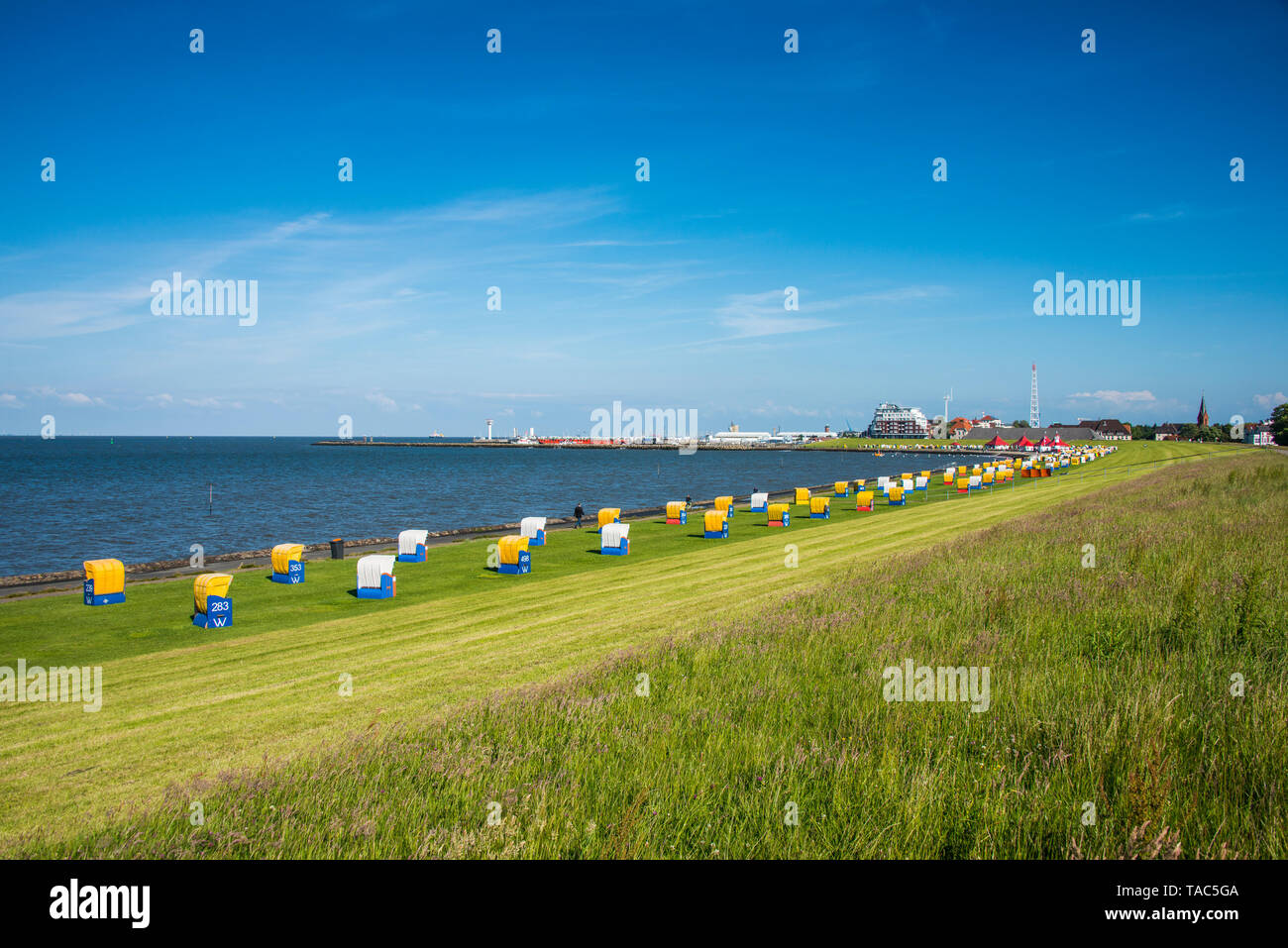 Germany, Cuxhaven, beach chairs at the coast Stock Photo - Alamy
