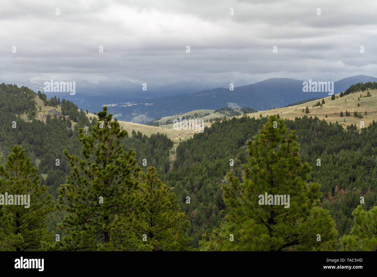 Montana landscape with a skiff of new spring snow, Helena, Central ...