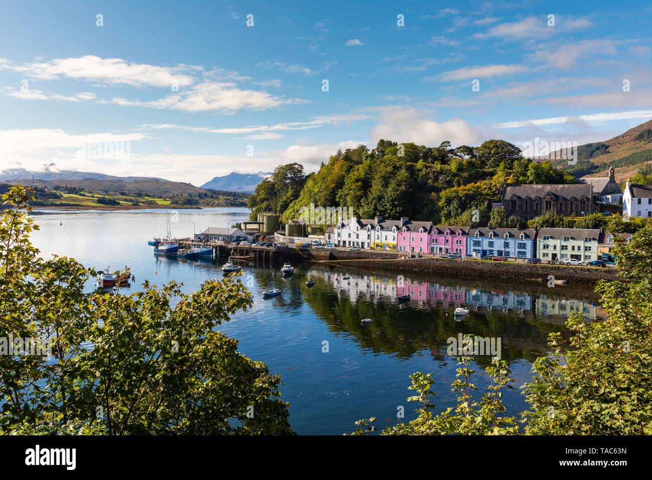 United Kingdom, Scotland, colorful houses in Portree, Isle of Skye ...