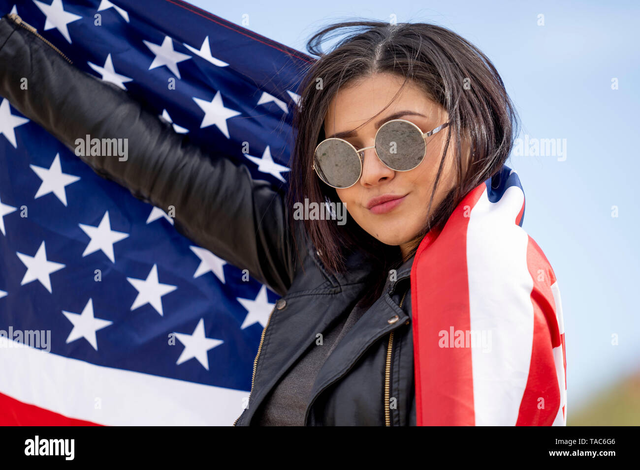 American flag raising hi-res stock photography and images - Alamy