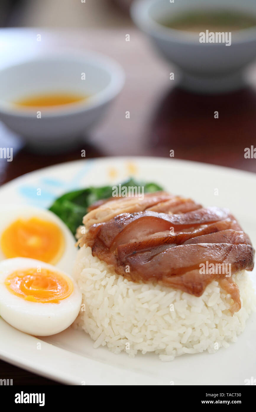 stewed pork leg on rice Stock Photo - Alamy