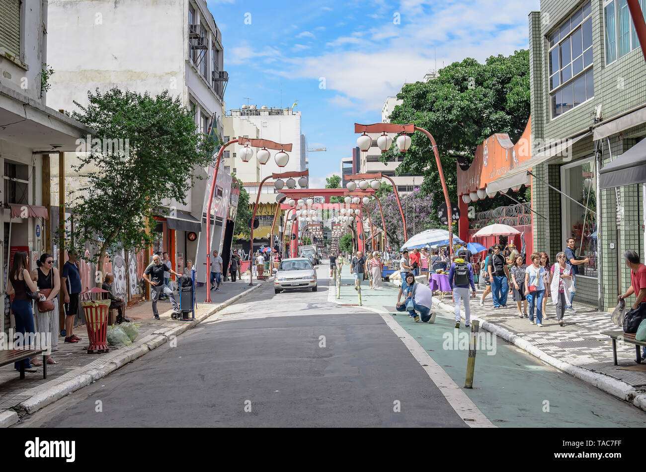 Sao Paulo SP, Brazil - March 03, 2019: Stores and commerce on the ...