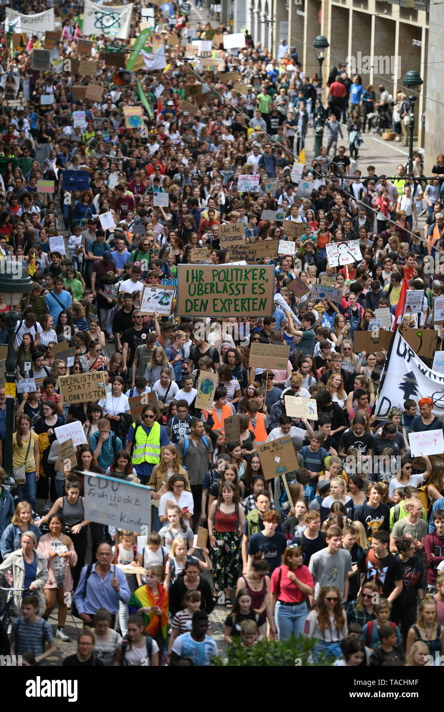 Freiburg, Germany. 24th May, 2019. Students demonstrate with protest ...
