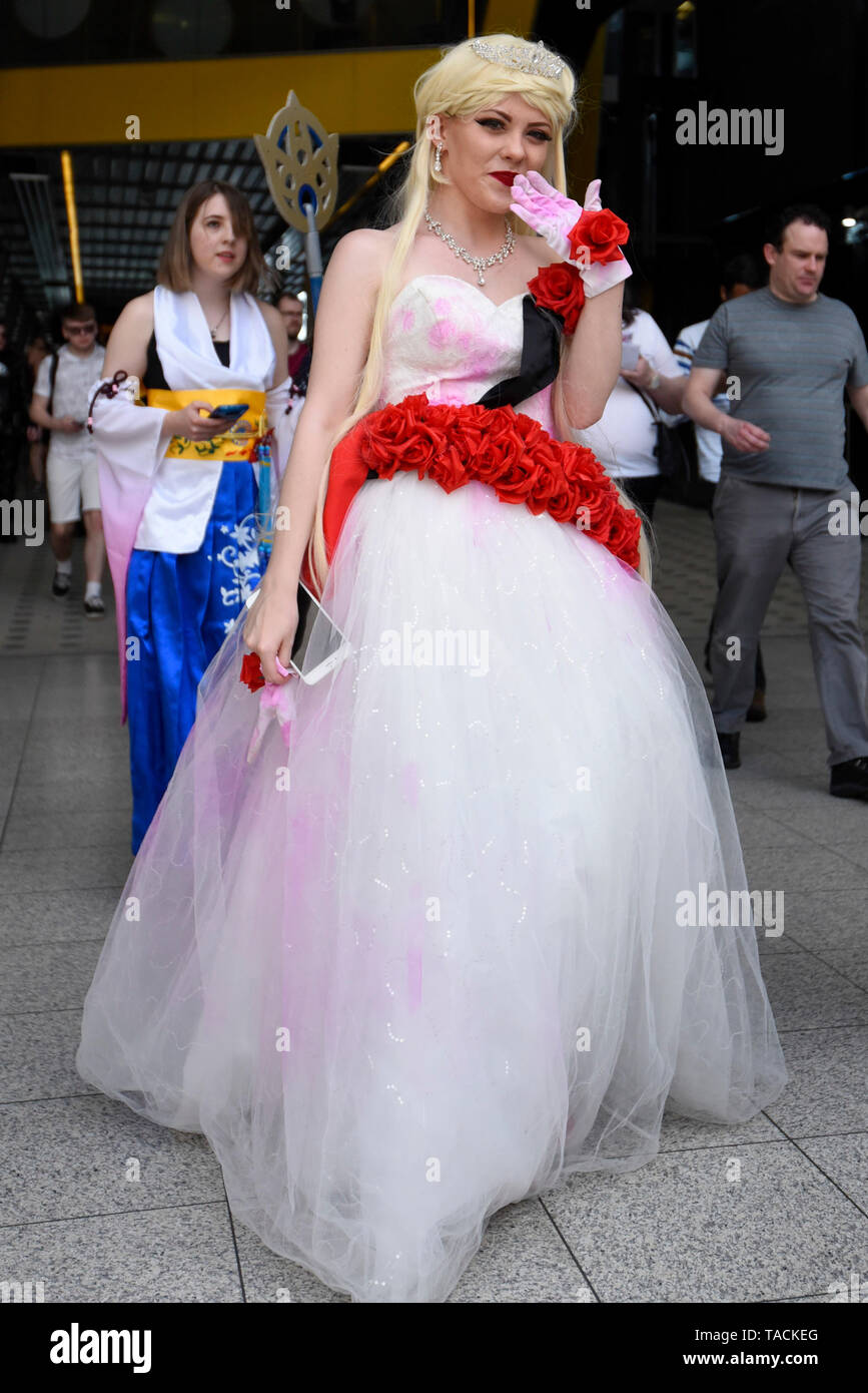 London, UK. 24 May 2019. A cosplayer attends the opening day of the bi ...