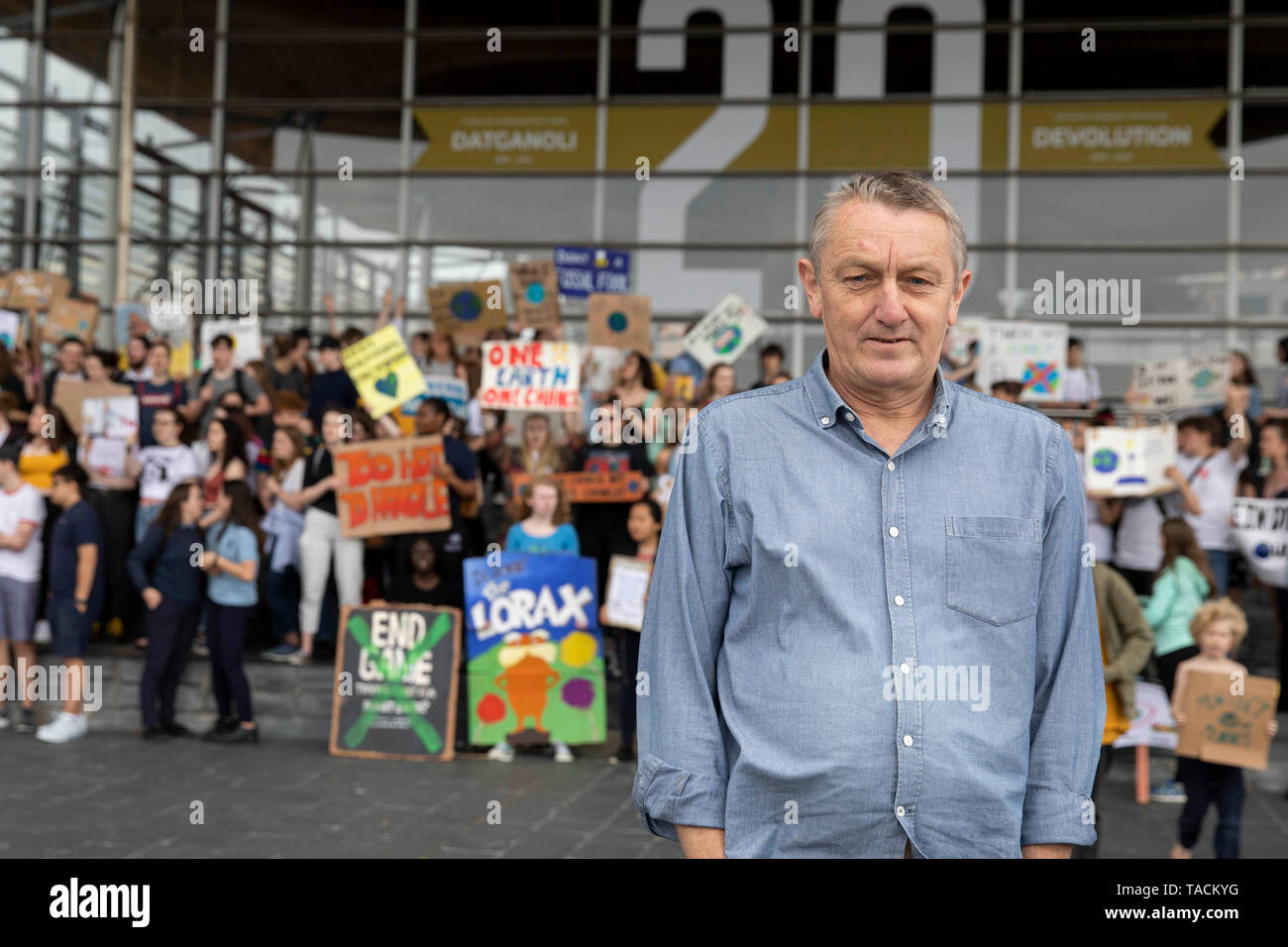 Cardiff, Wales, UK, May 24th 2019. Leader of Wales Green party Anthony ...