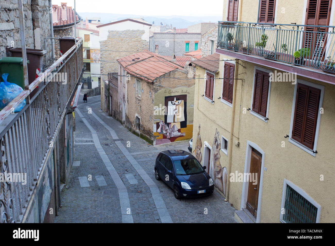 Orgosolo, Italy - December 29, 2018: Murals wall paintings about ...