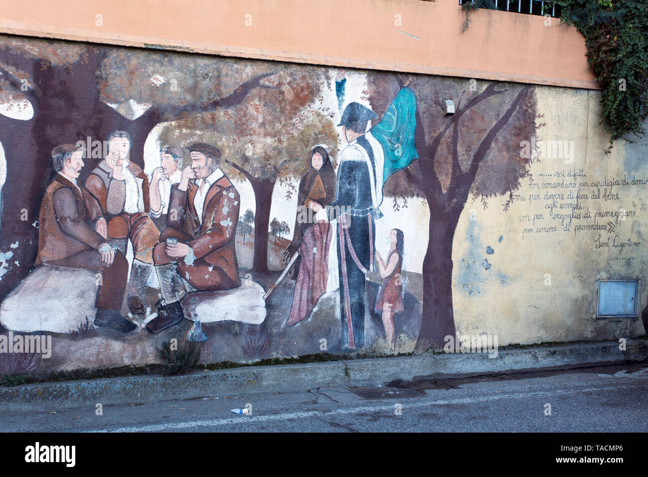 Orgosolo, Italy - December 29, 2018: Murals wall paintings about ...
