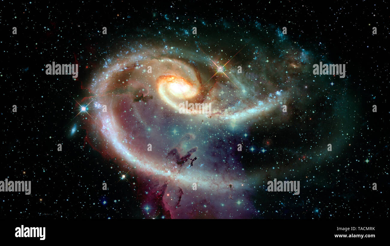 Abstract bright colorful universe. Nebula night starry sky in rainbow ...