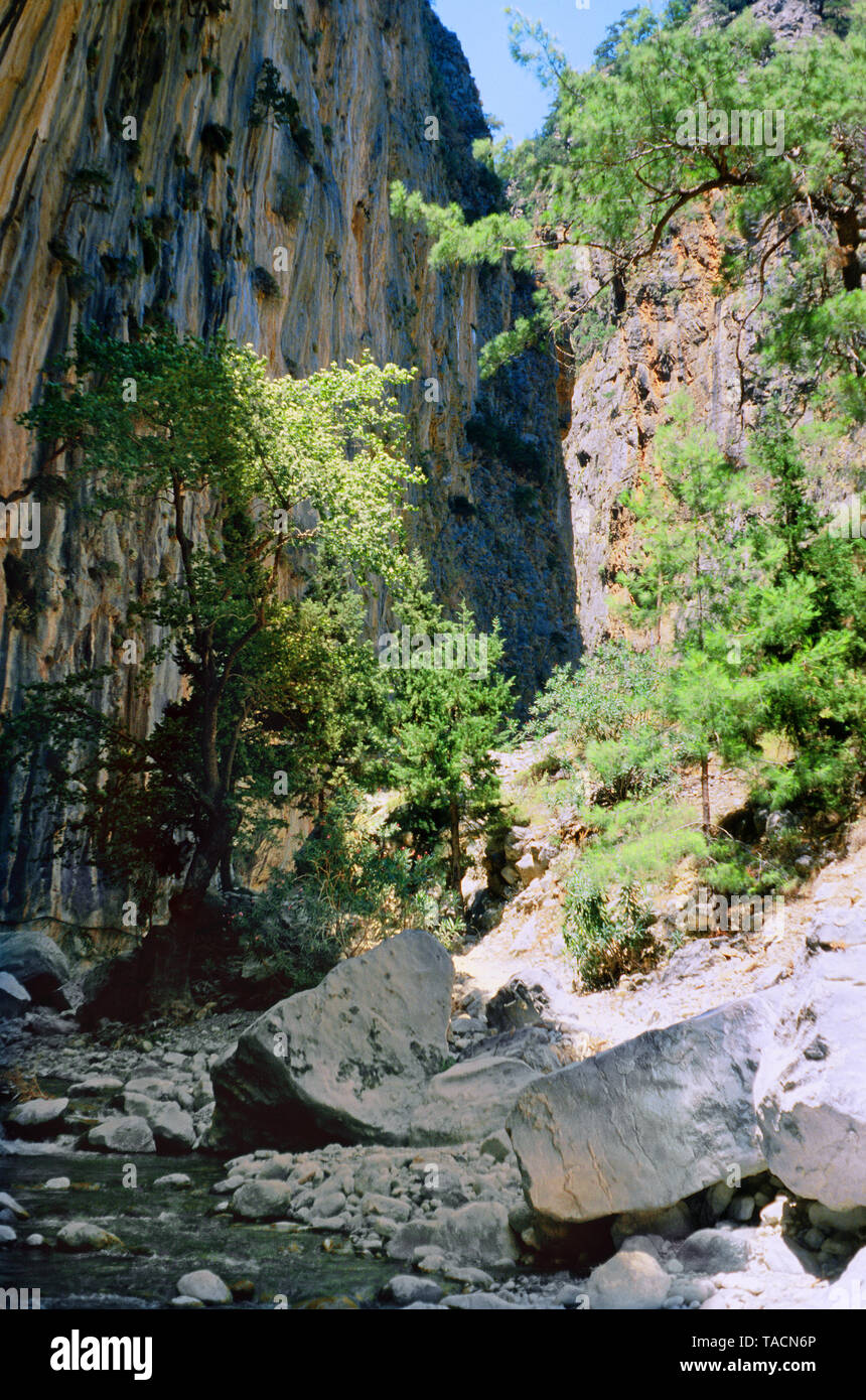 Entrance to the "Iron Gates", Samaria Gorge, Crete, Greece, circa 1979 ...
