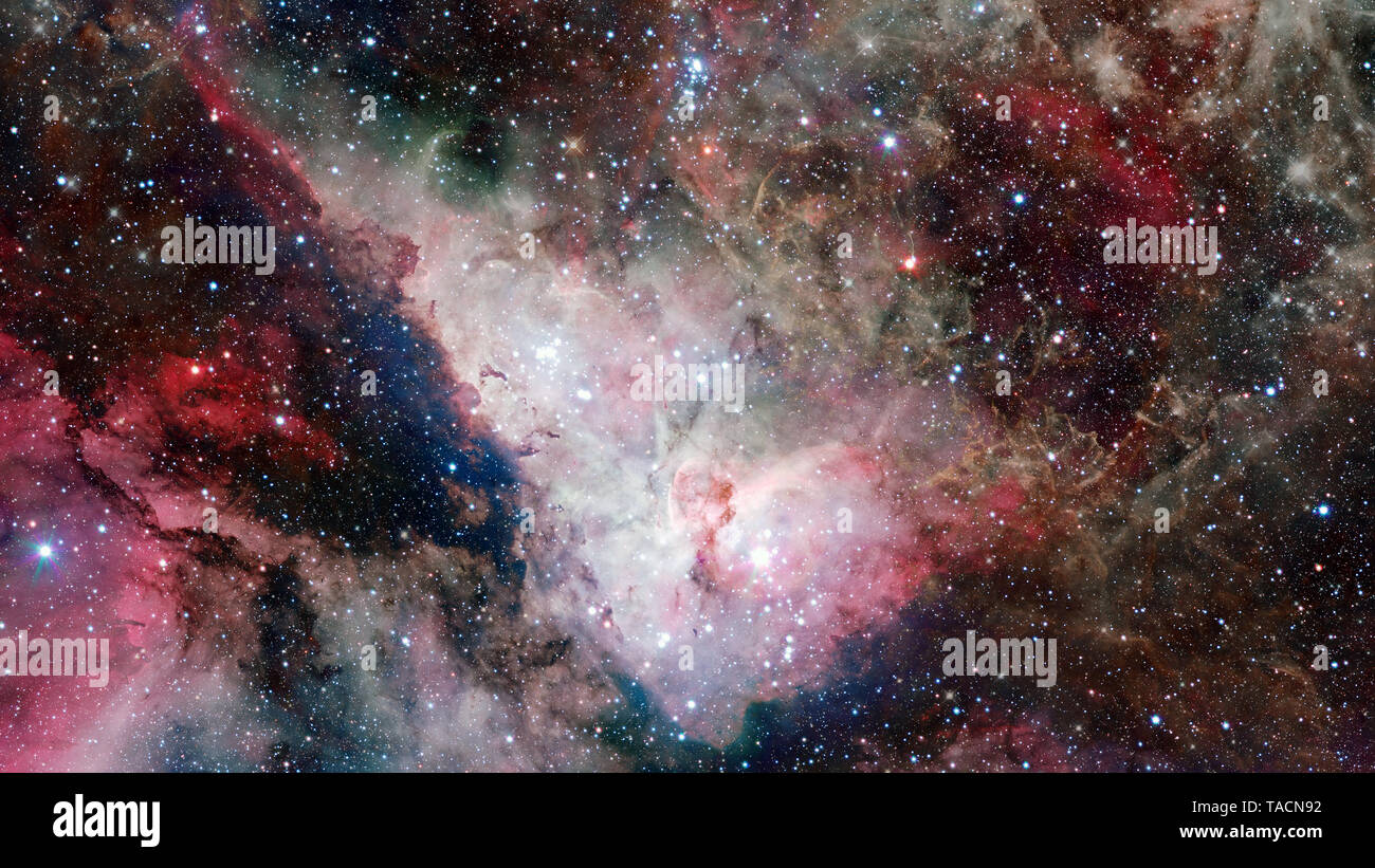 Abstract bright colorful universe. Nebula night starry sky in rainbow ...