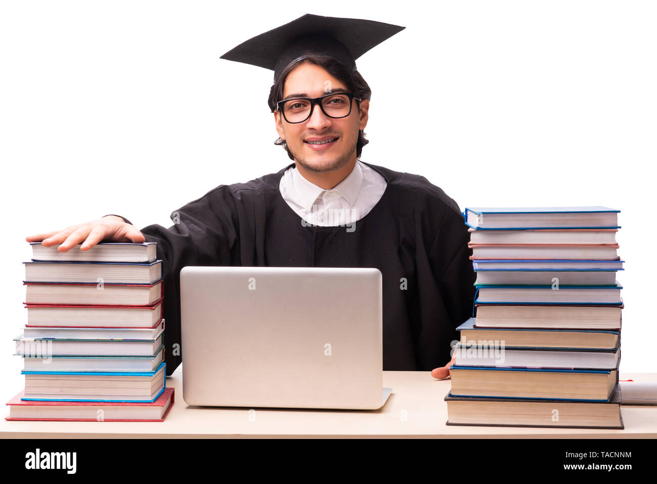 Young handsome student isolated on white Stock Photo - Alamy