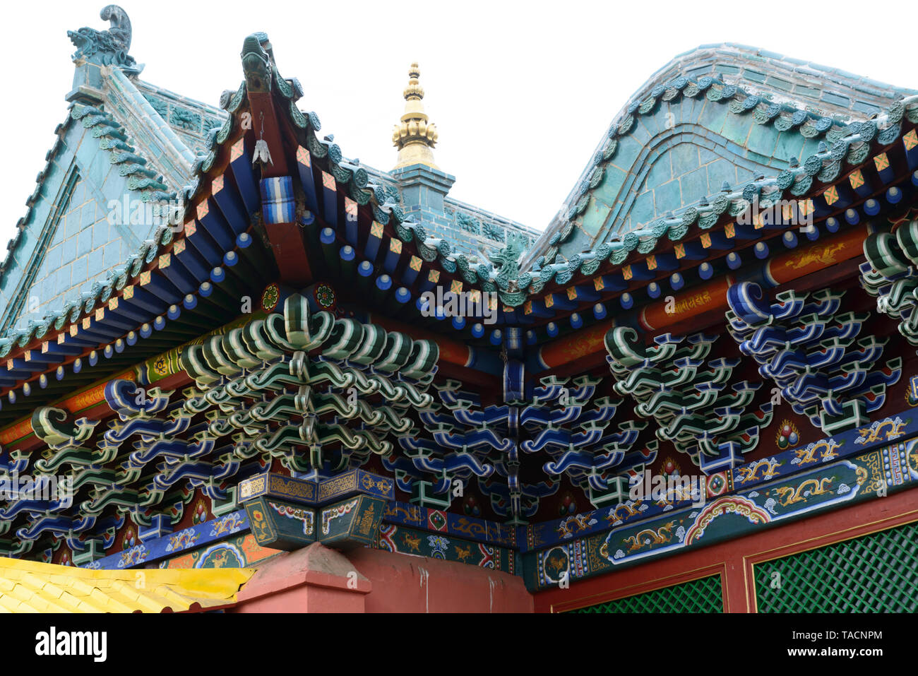 The Gandan monastery in Ulaanbaatar, Mongolia.New rebuilt ...