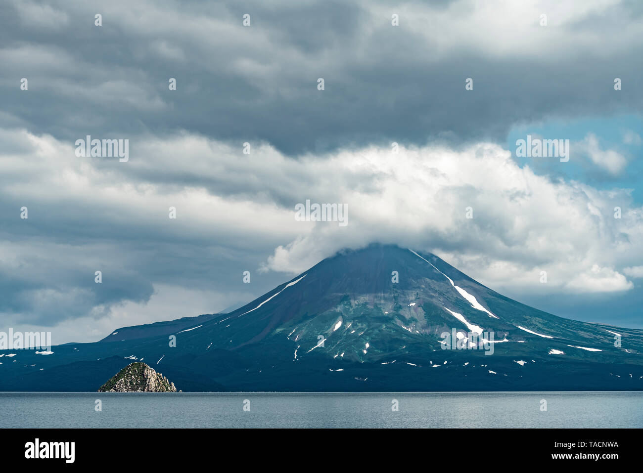 View of the Kuril volcano. And Kuril lake,Kamchatka Peninsula,Russia ...