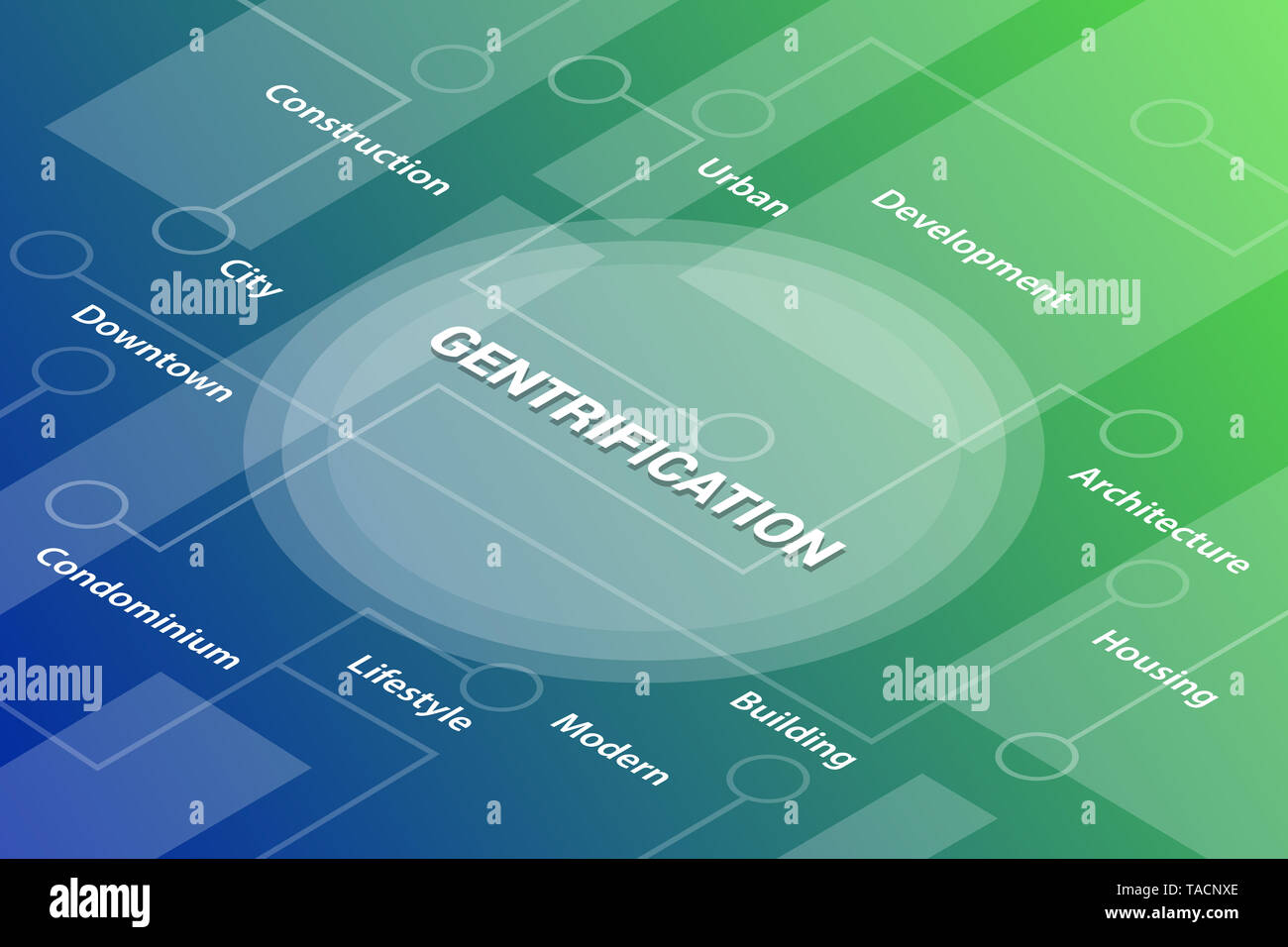 gentrification words isometric 3d word text concept with some related ...