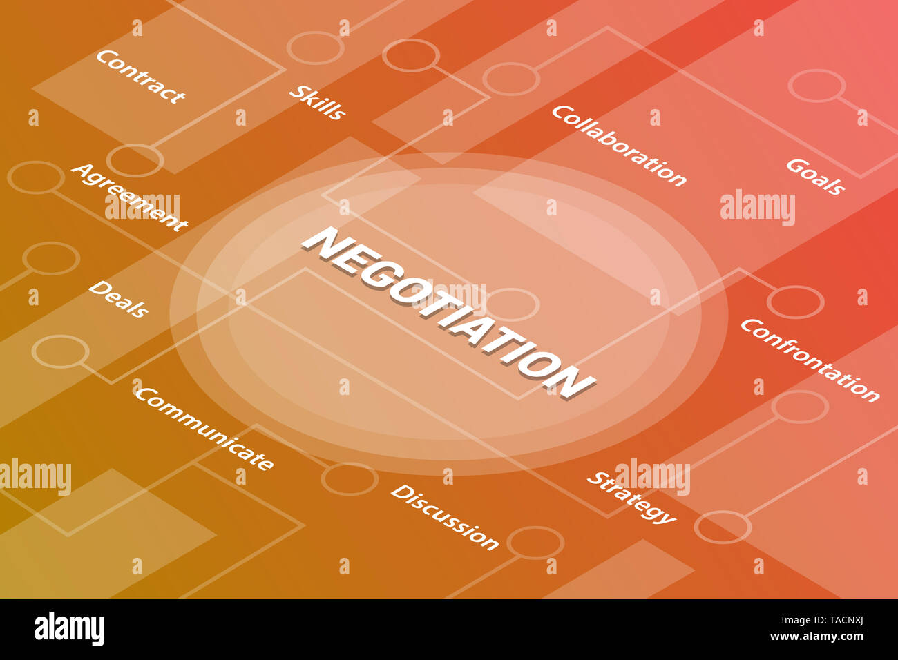 negotiation words isometric 3d word text concept with some related text ...