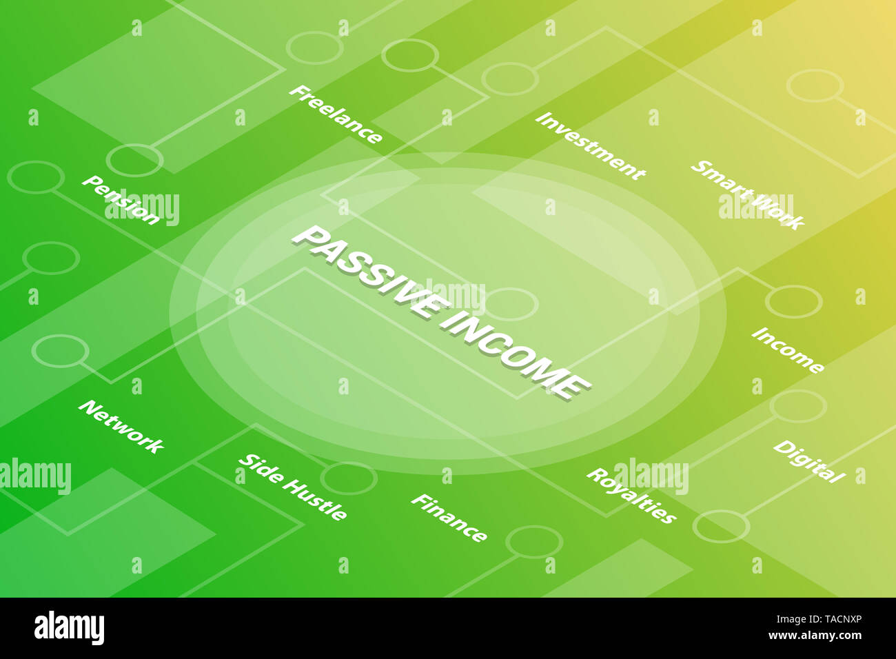 passive income words isometric 3d word text concept with some related ...