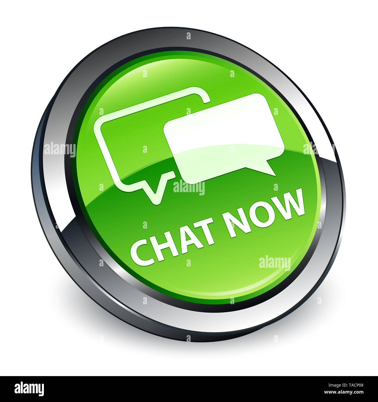 Chat now isolated on 3d green round button abstract illustration Stock ...