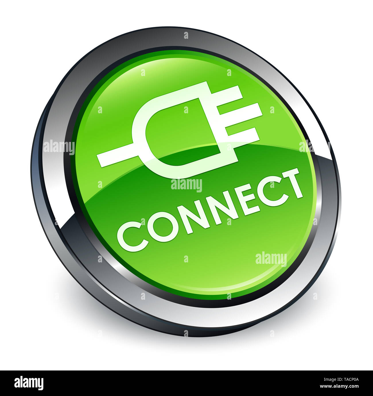 Connect isolated on 3d green round button abstract illustration Stock ...