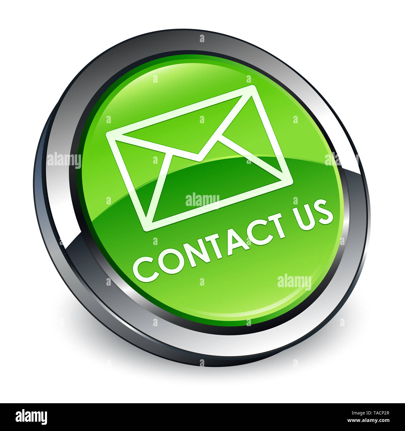Contact us (email icon) isolated on 3d green round button abstract ...
