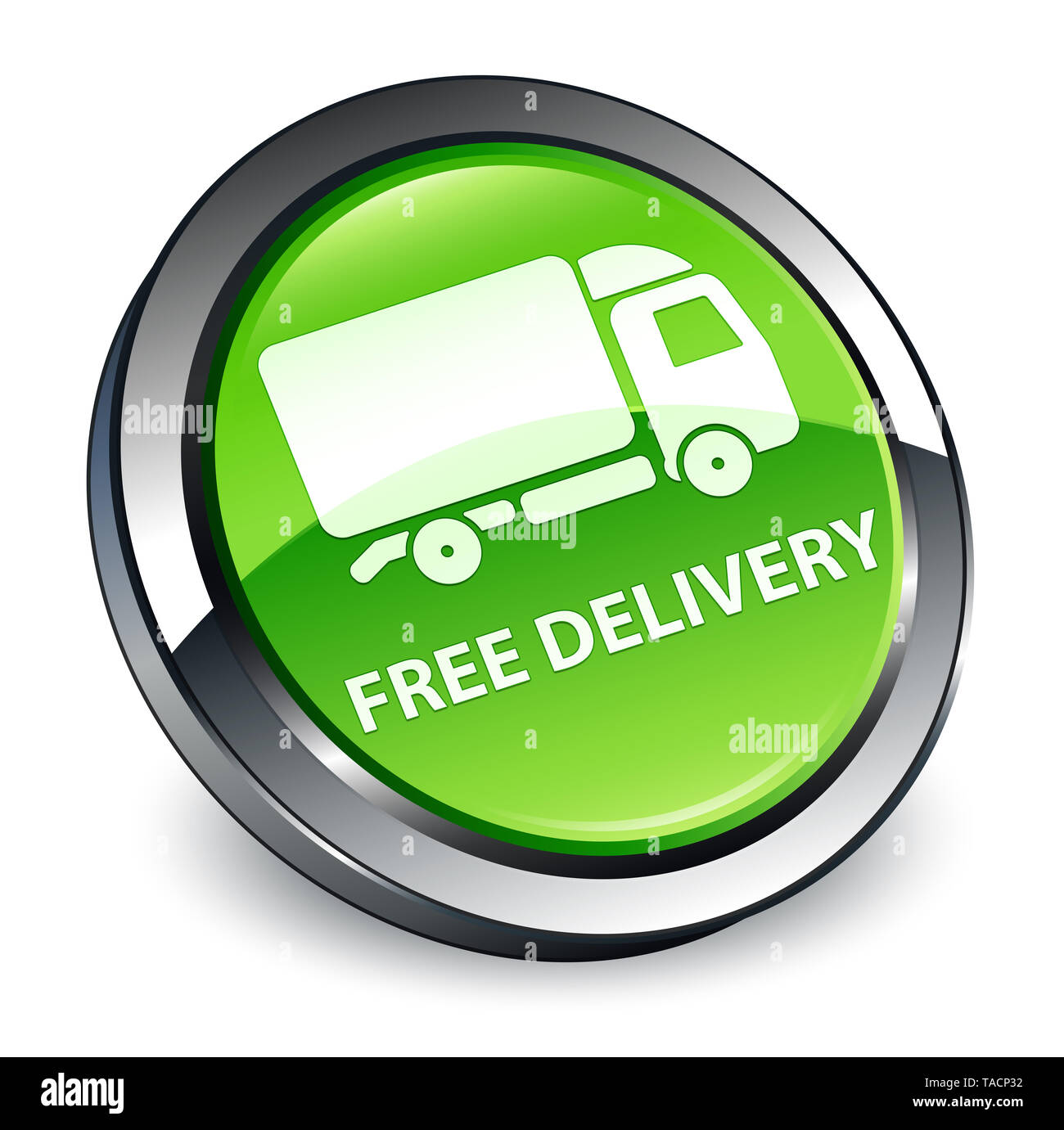 Free delivery isolated on 3d green round button abstract illustration ...