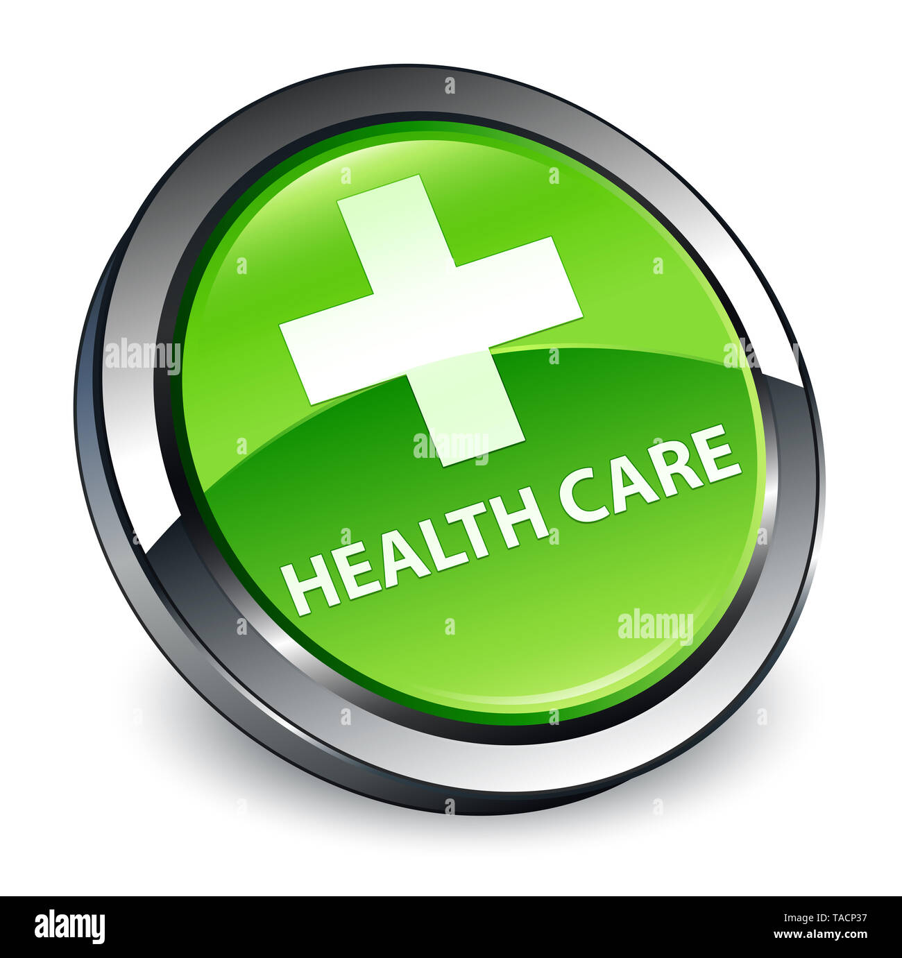 Health care (plus sign) isolated on 3d green round button abstract ...