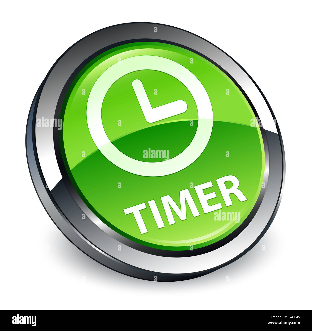 Timer isolated on 3d green round button abstract illustration Stock ...