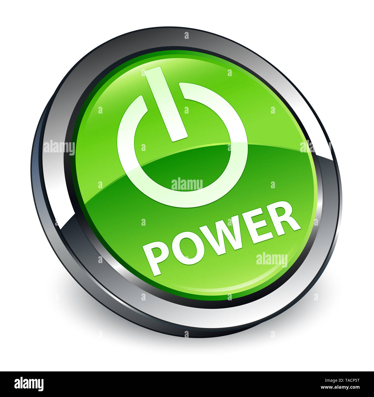 Power isolated on 3d green round button abstract illustration Stock ...