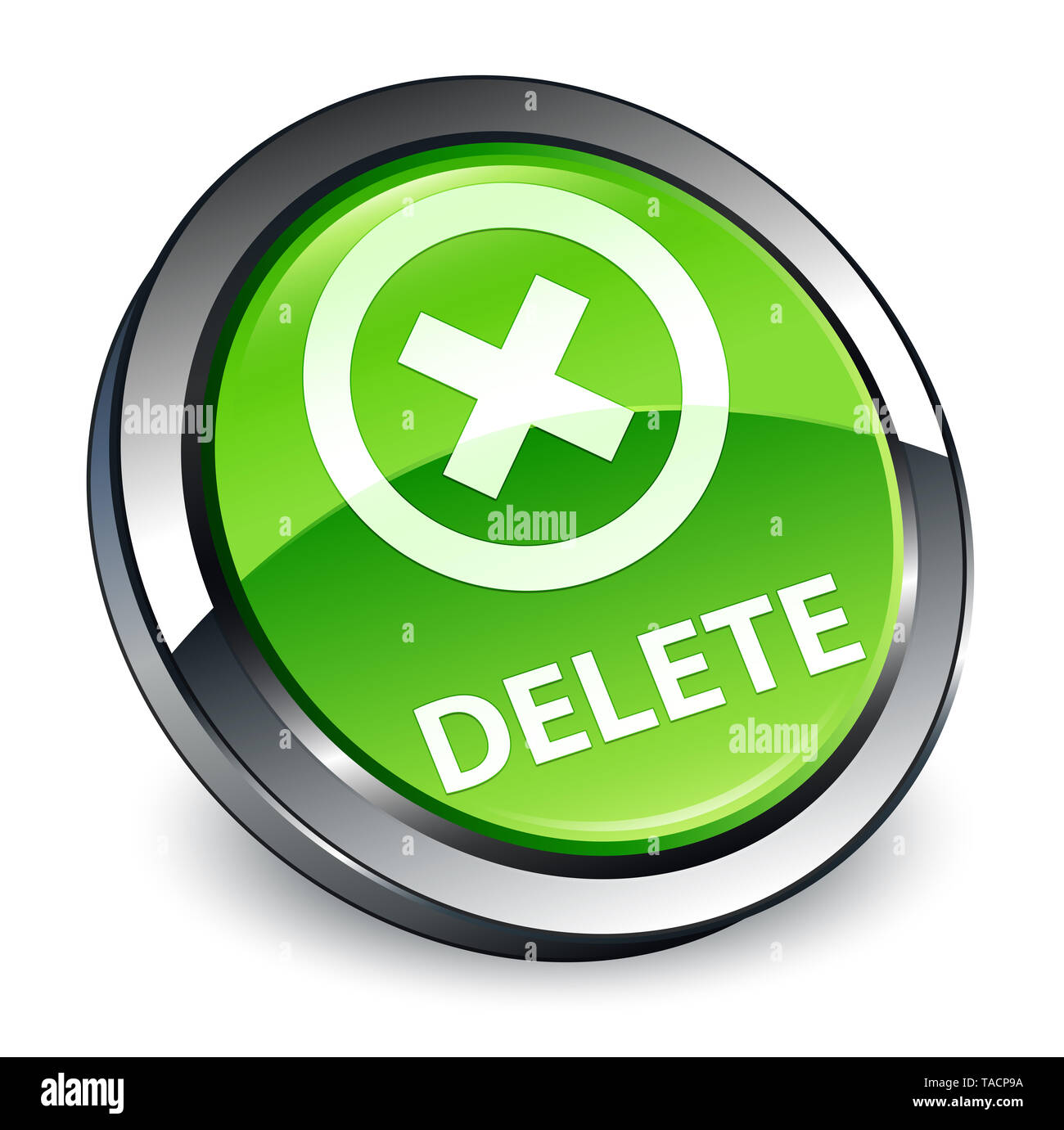 Delete isolated on 3d green round button abstract illustration Stock ...