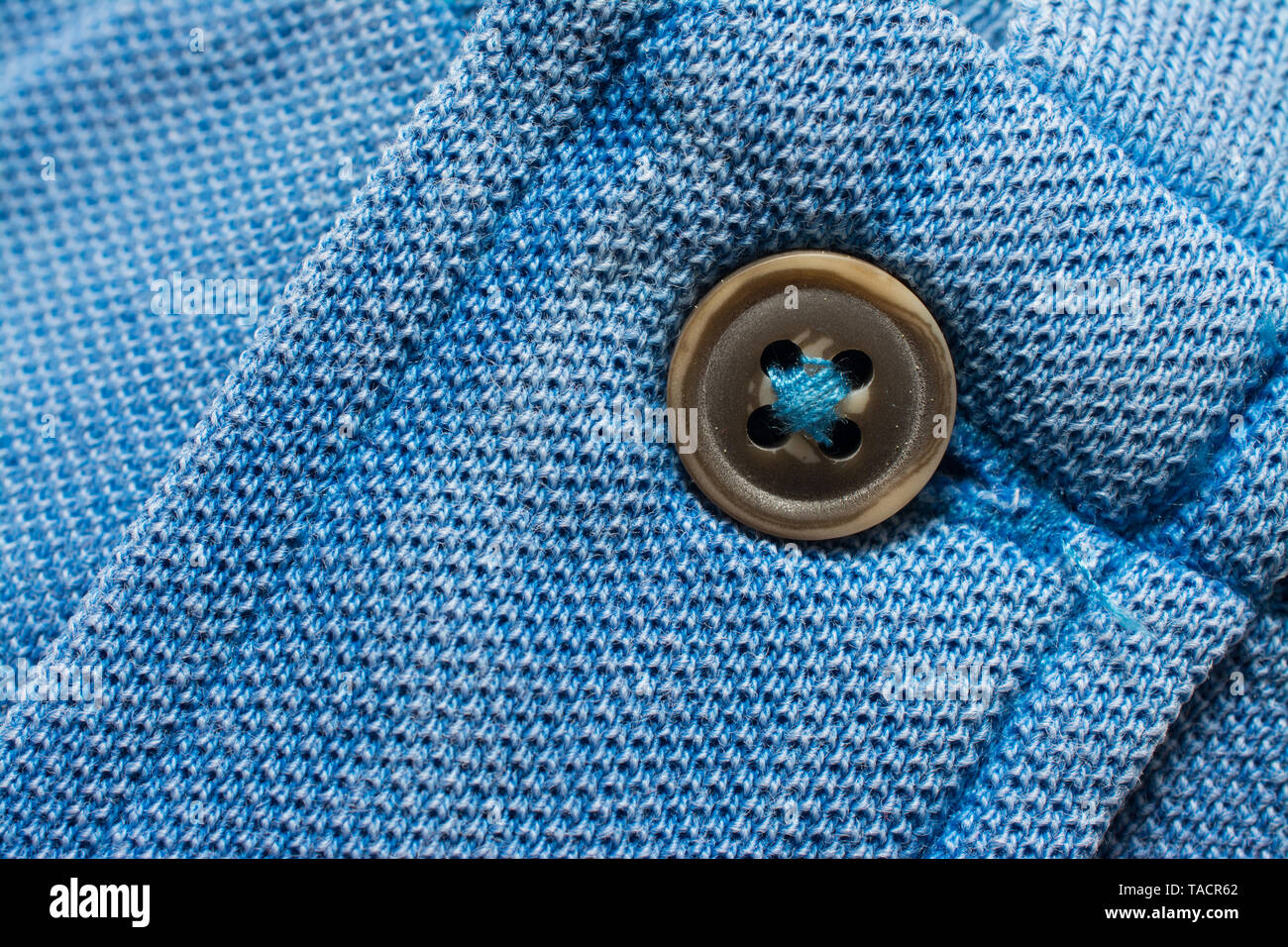 Blue polo shirt texture, cotton fabric. Textile background Stock Photo ...