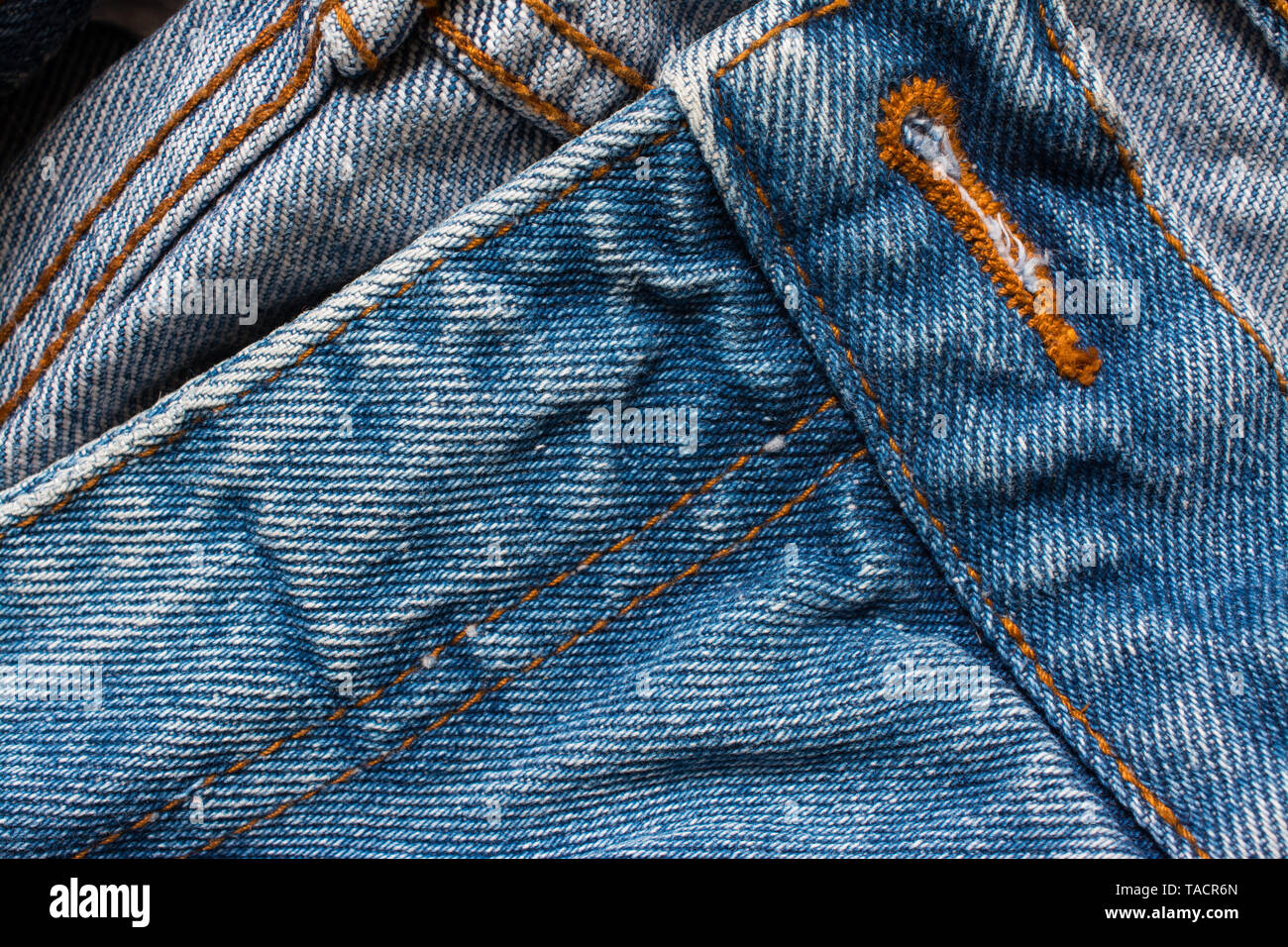 Denim jeans texture, cotton fabric. Pocket and rivet. Textile ...