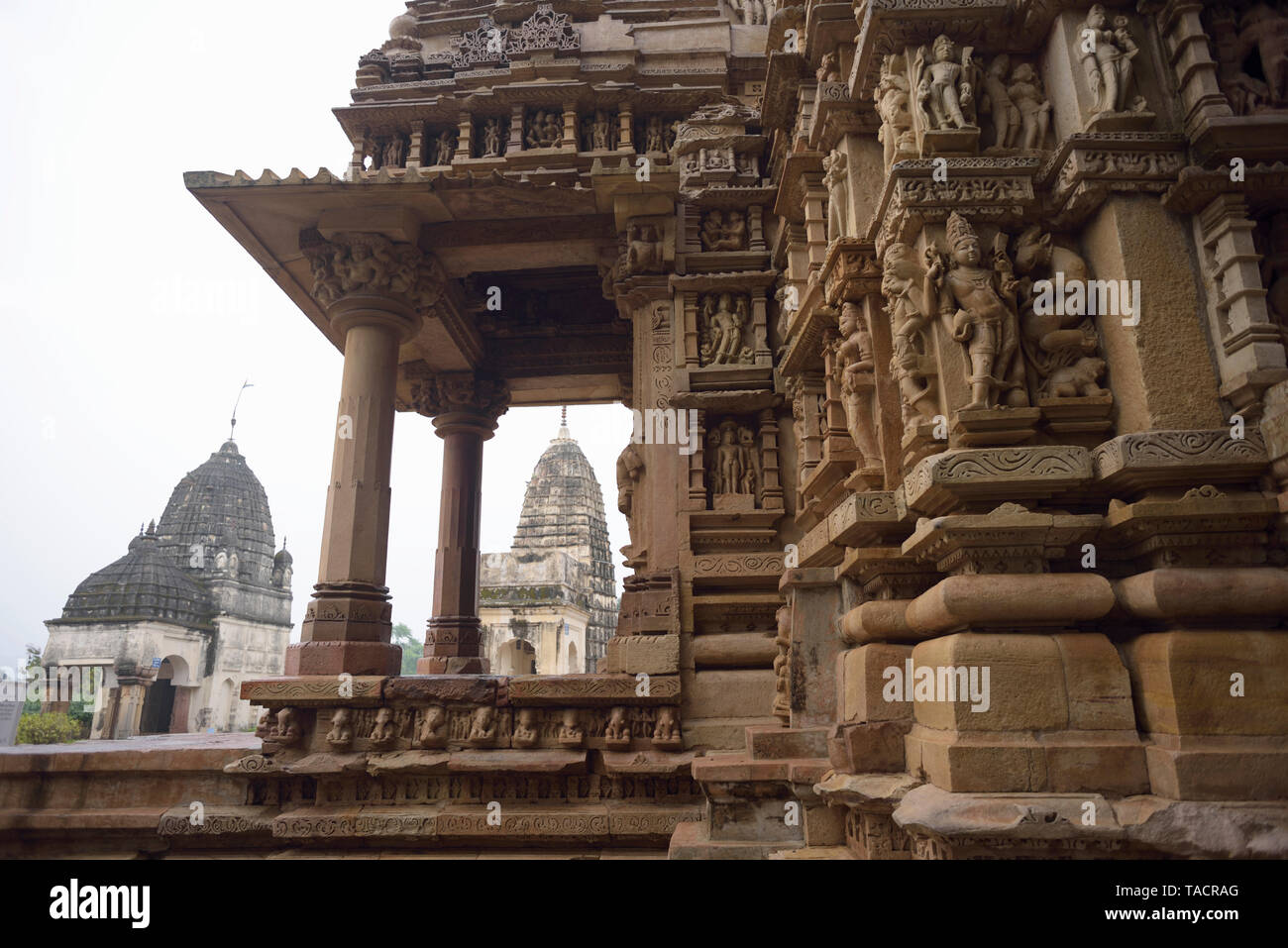Parshvanath temple with sculptures, Khajuraho, Madhya Pradesh, India ...