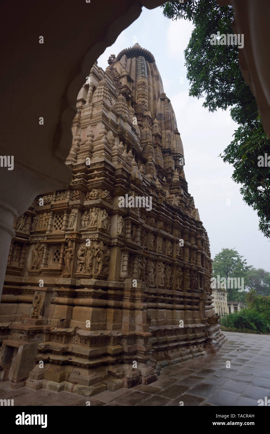 Parshvanath temple with sculptures, Khajuraho, Madhya Pradesh, India ...