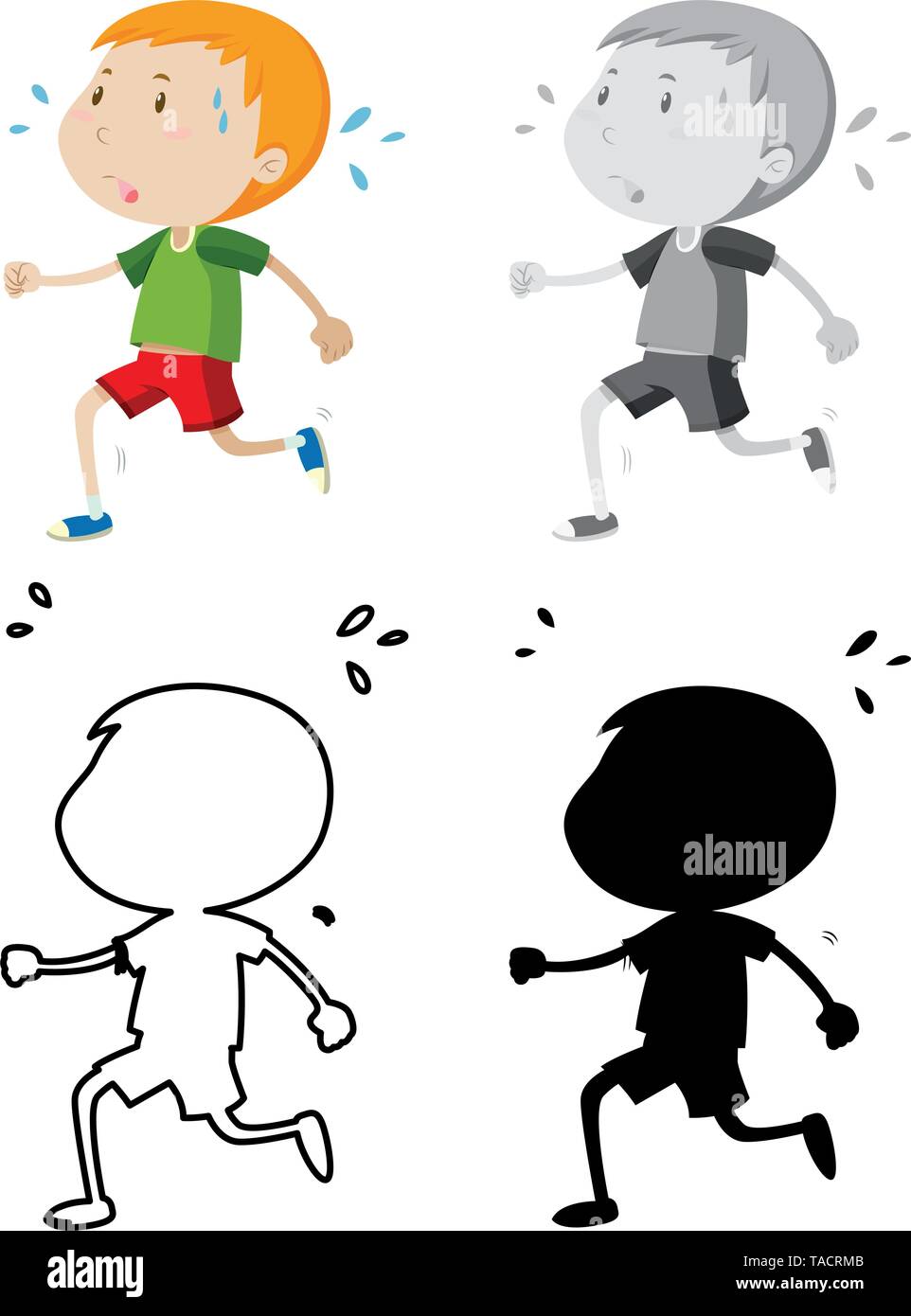 Set of boy sweating illustration Stock Vector Image & Art - Alamy