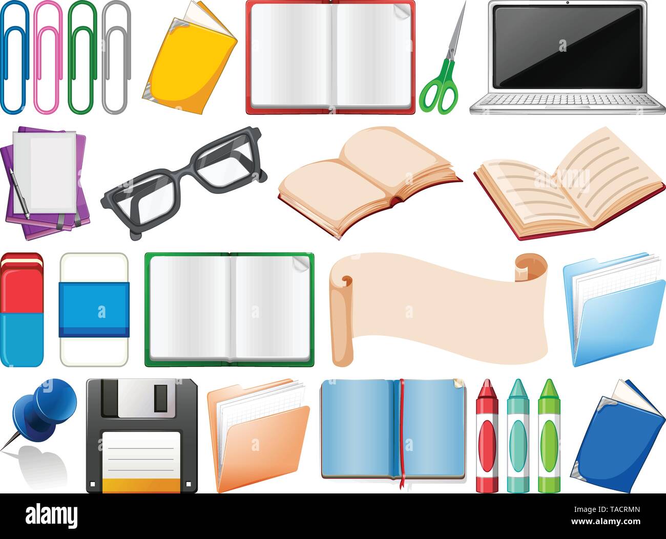 Set of office stationery illustration Stock Vector Image & Art - Alamy