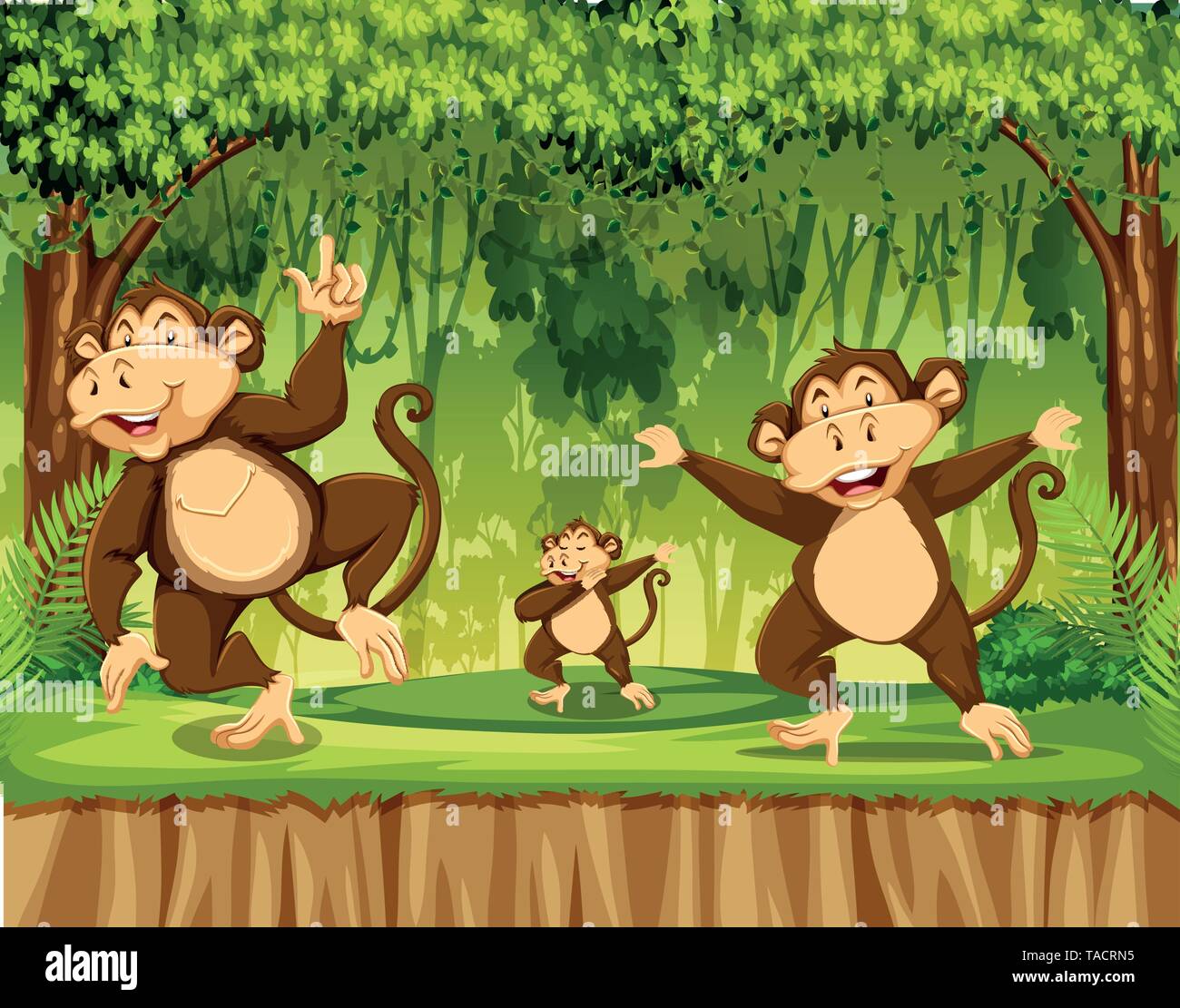 Group of monkey in rainforest illustration Stock Vector Image & Art - Alamy