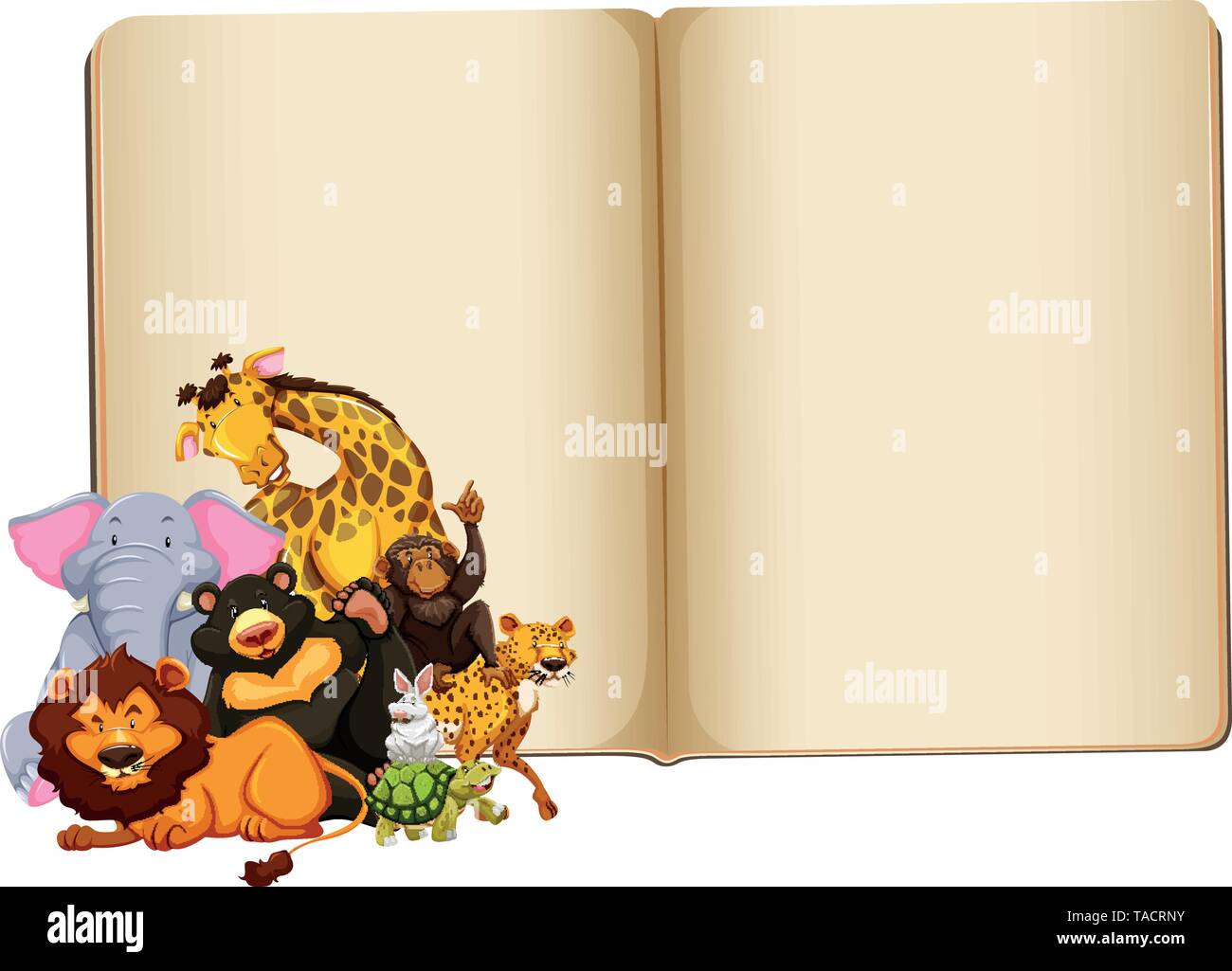 Wild animal on blank book template illustration Stock Vector Image ...