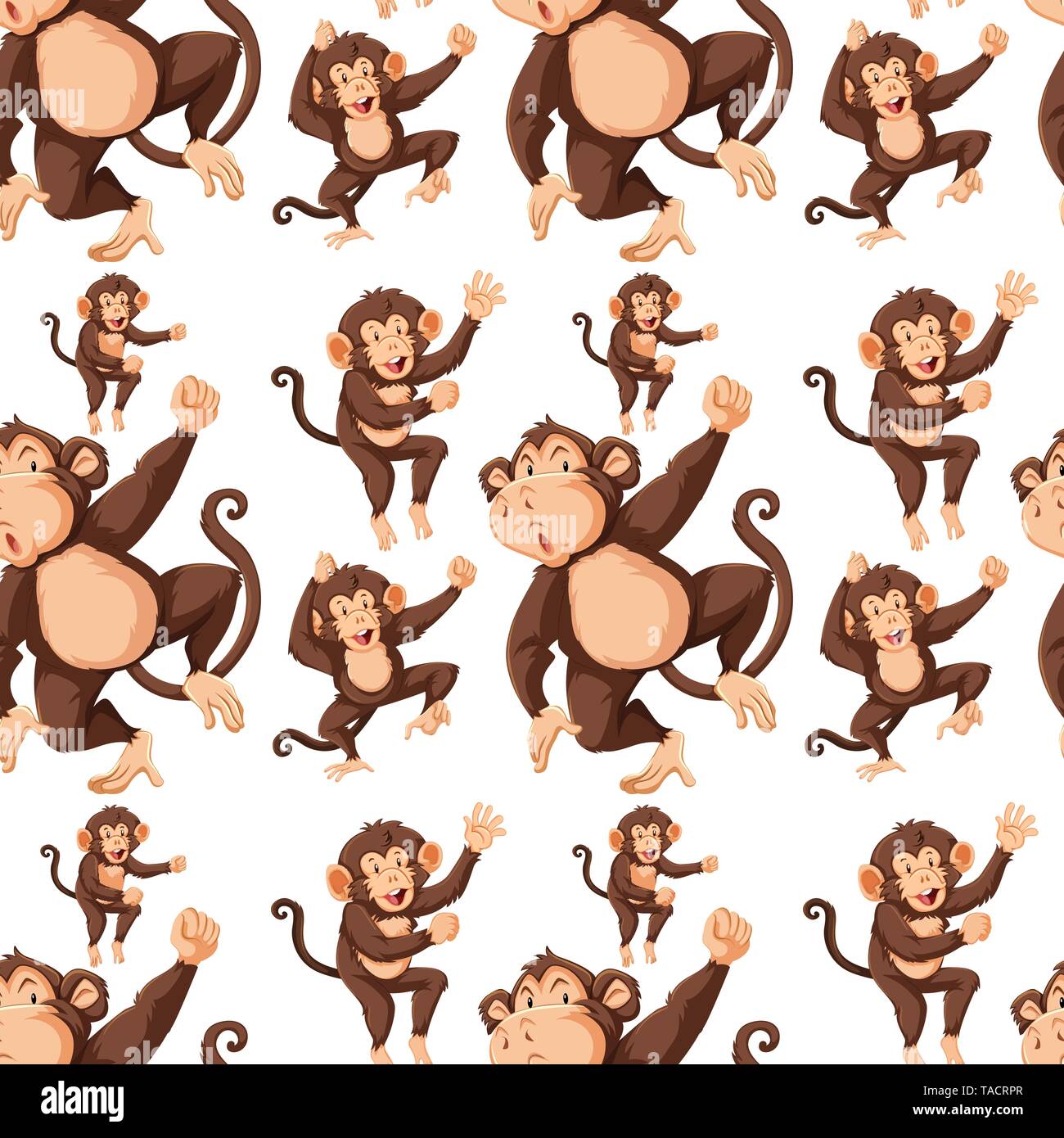 Monkey on seamless pattern background illustration Stock Vector Image ...