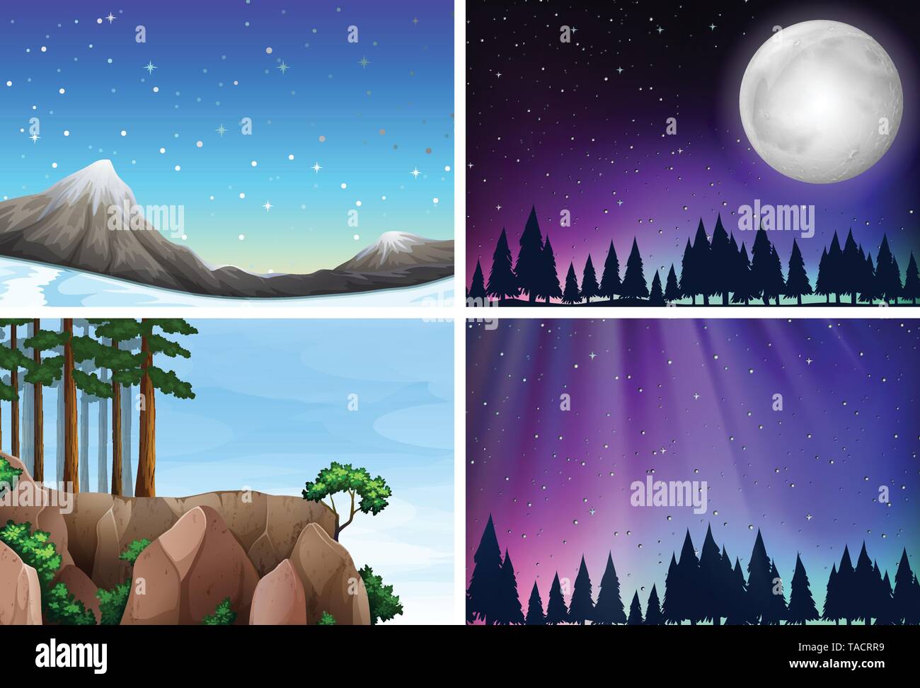 Set of nature landscape illustration Stock Vector Image & Art - Alamy